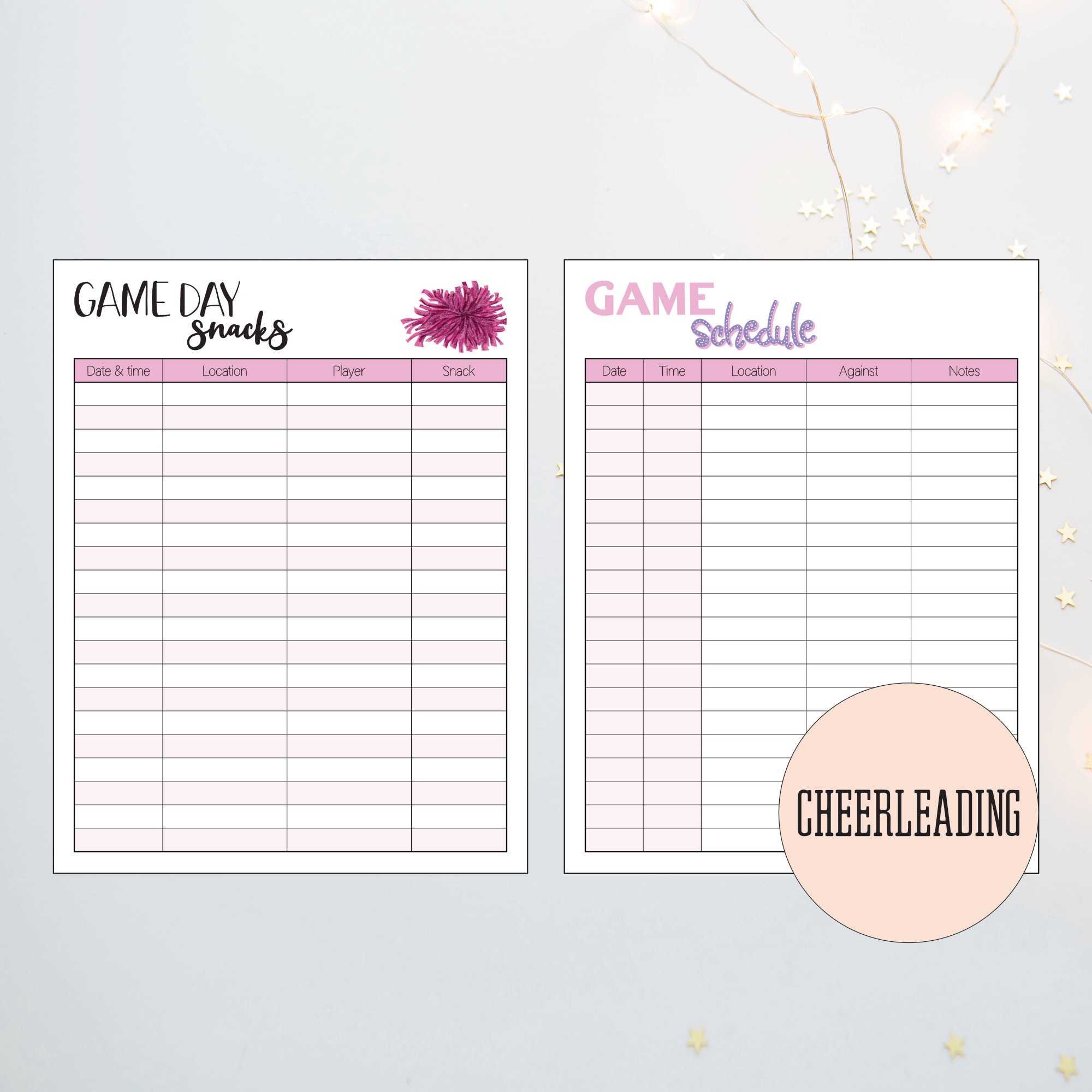 Game Day Snack Schedule Template