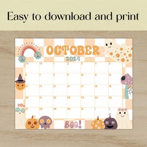 Printable October Calendar 2024, Fillable Halloween Monthly Schedule ...