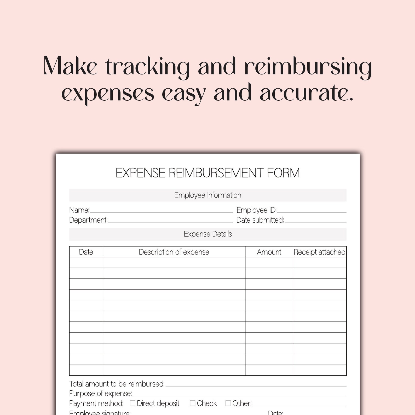 Employee Expense Reimbursement Form, Mileage Claim Template, Business ...