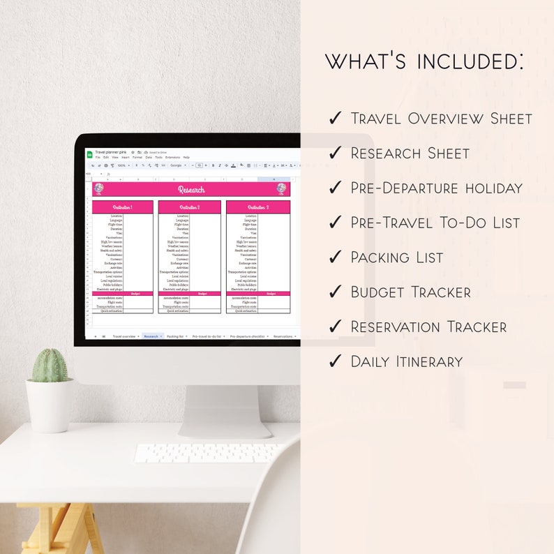 Travel Planner Google Sheet, Digital Travel Planner, Travel Budget ...