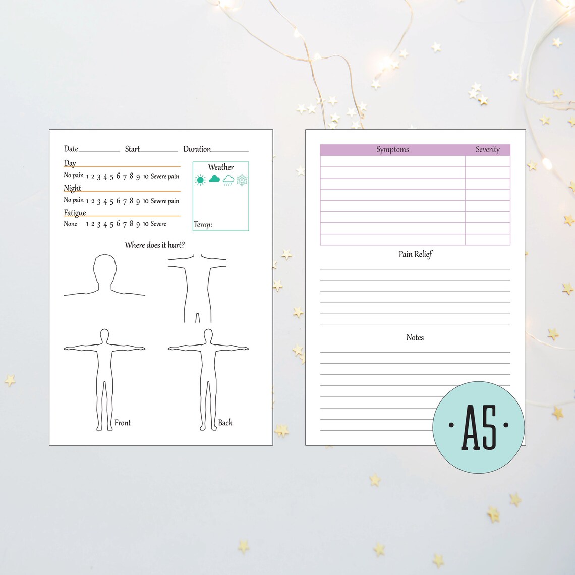 Pain Tracker Log, Printable Pain Diary, Instant Download, Track Pain ...