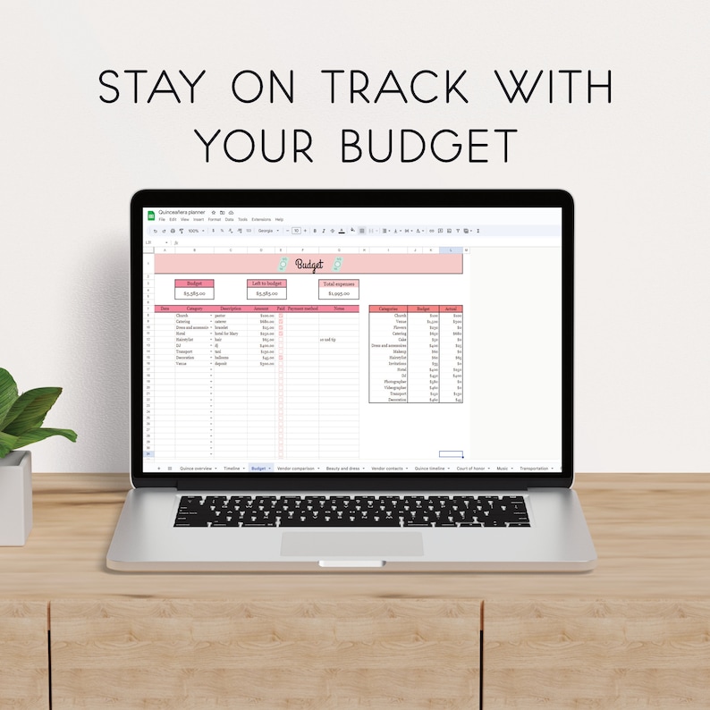 Quinceañera Planner, Editable in Google Sheets, Quince Planning ...