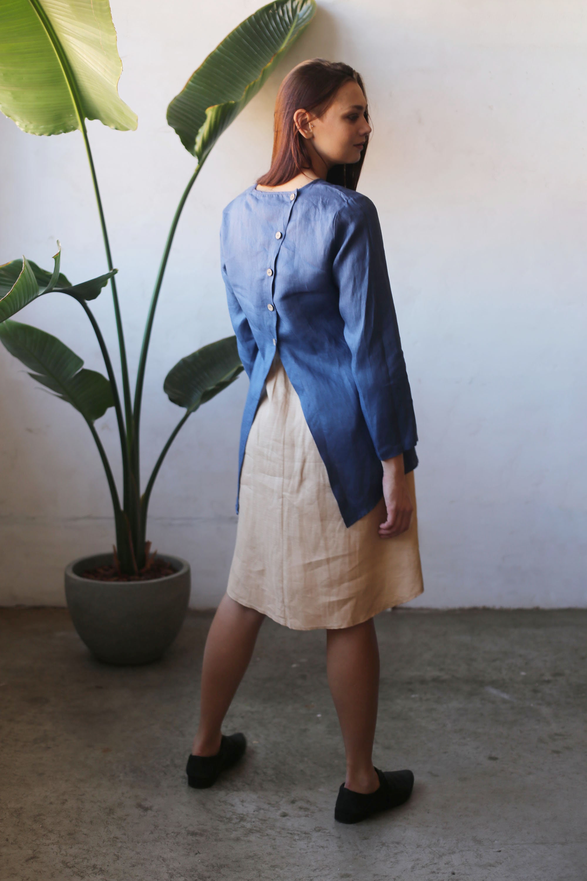 Honor Linen Top Button Back Blouse Linen Long or 3/4 - Etsy