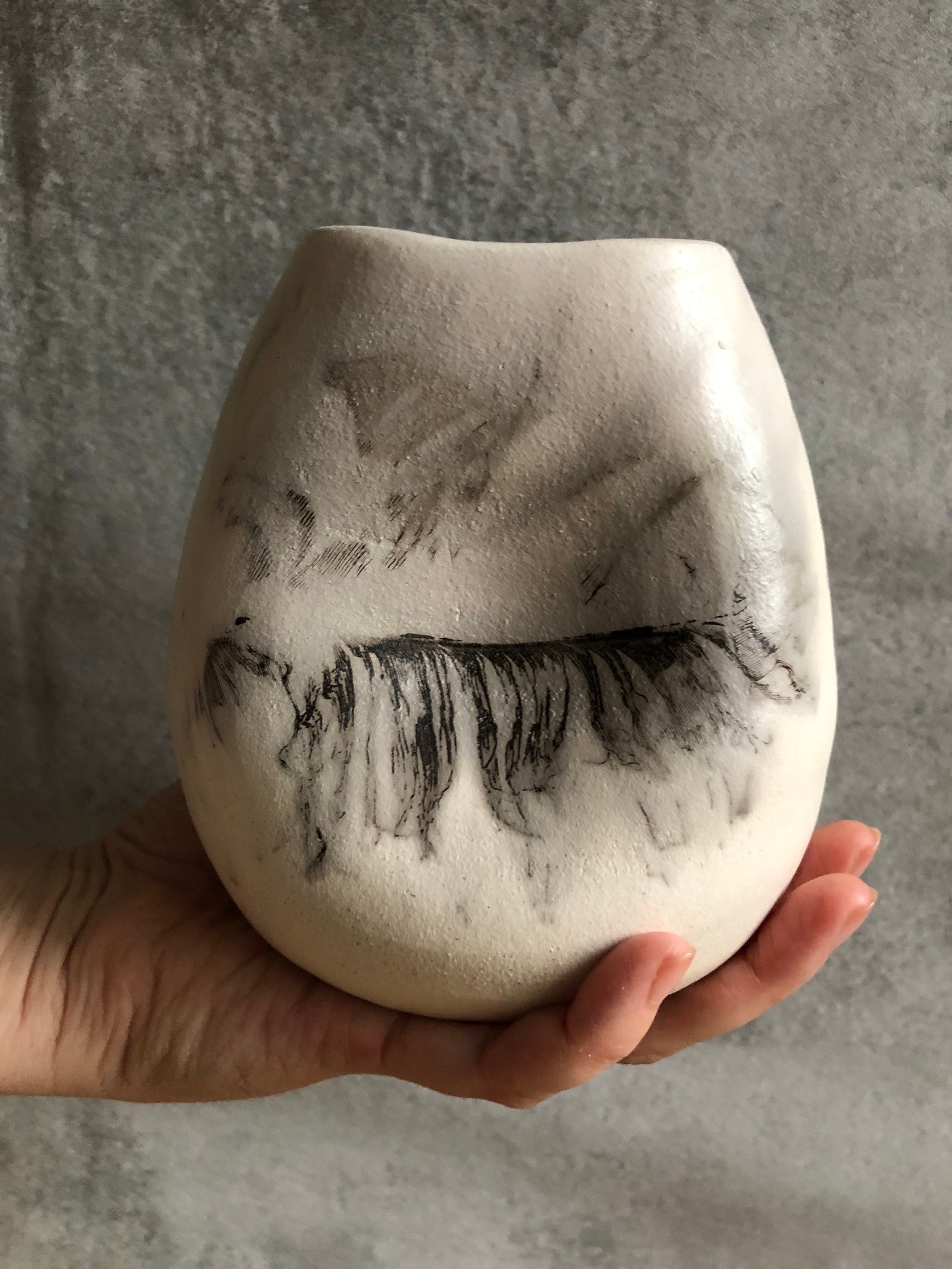 Black and White Raku Ceramic Vase Decorated With a Black - Etsy