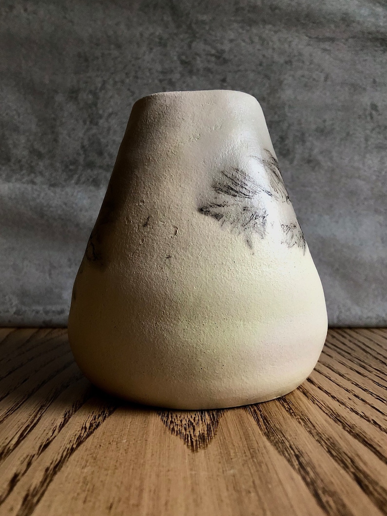 Black and White Raku Ceramic Vase Decorated With a Black - Etsy