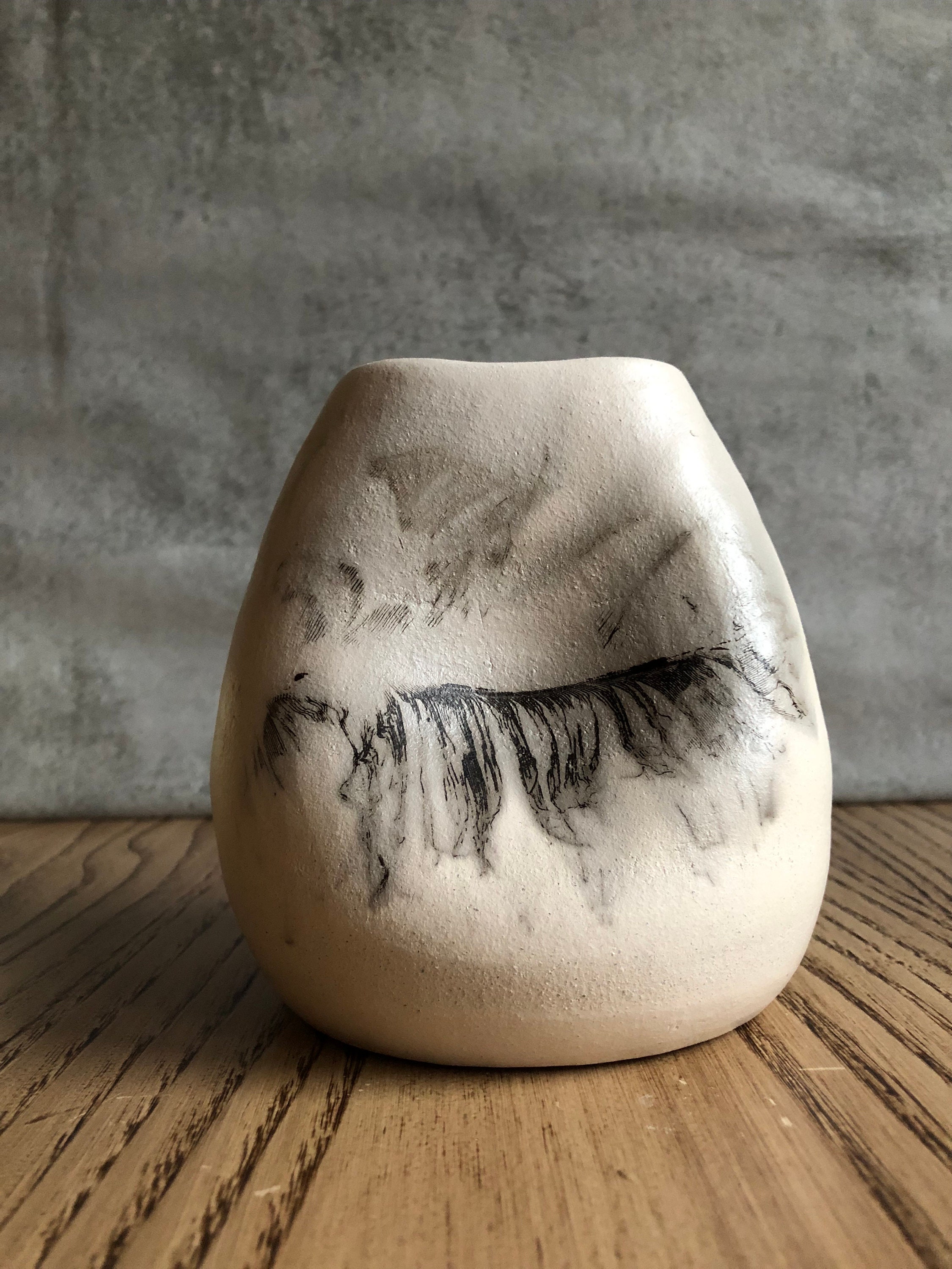 Black and White Raku Ceramic Vase Decorated With a Black - Etsy