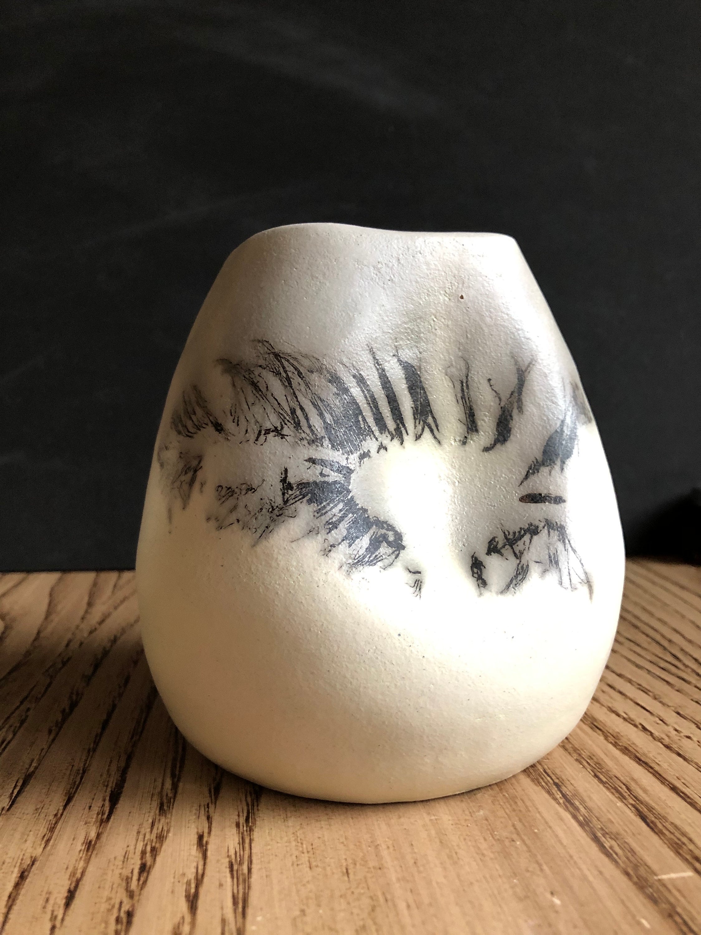 Black and White Raku Ceramic Vase Decorated With a Black - Etsy