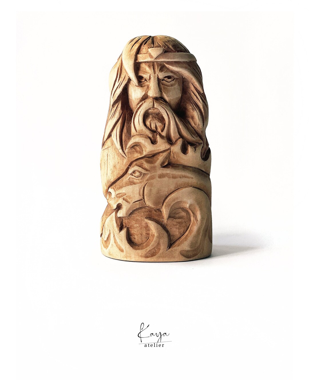 Celtic Wooden Figurine - Manannan Mac Lir. Hand-carved Wooden Statue ...