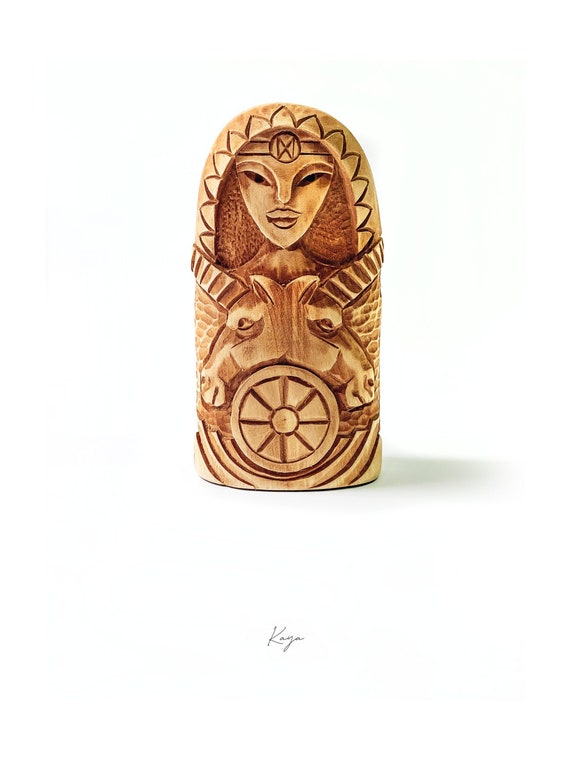 Noorse Krijgsgodinnen Bastet Godin Handgemaakt Beeldje. Oude