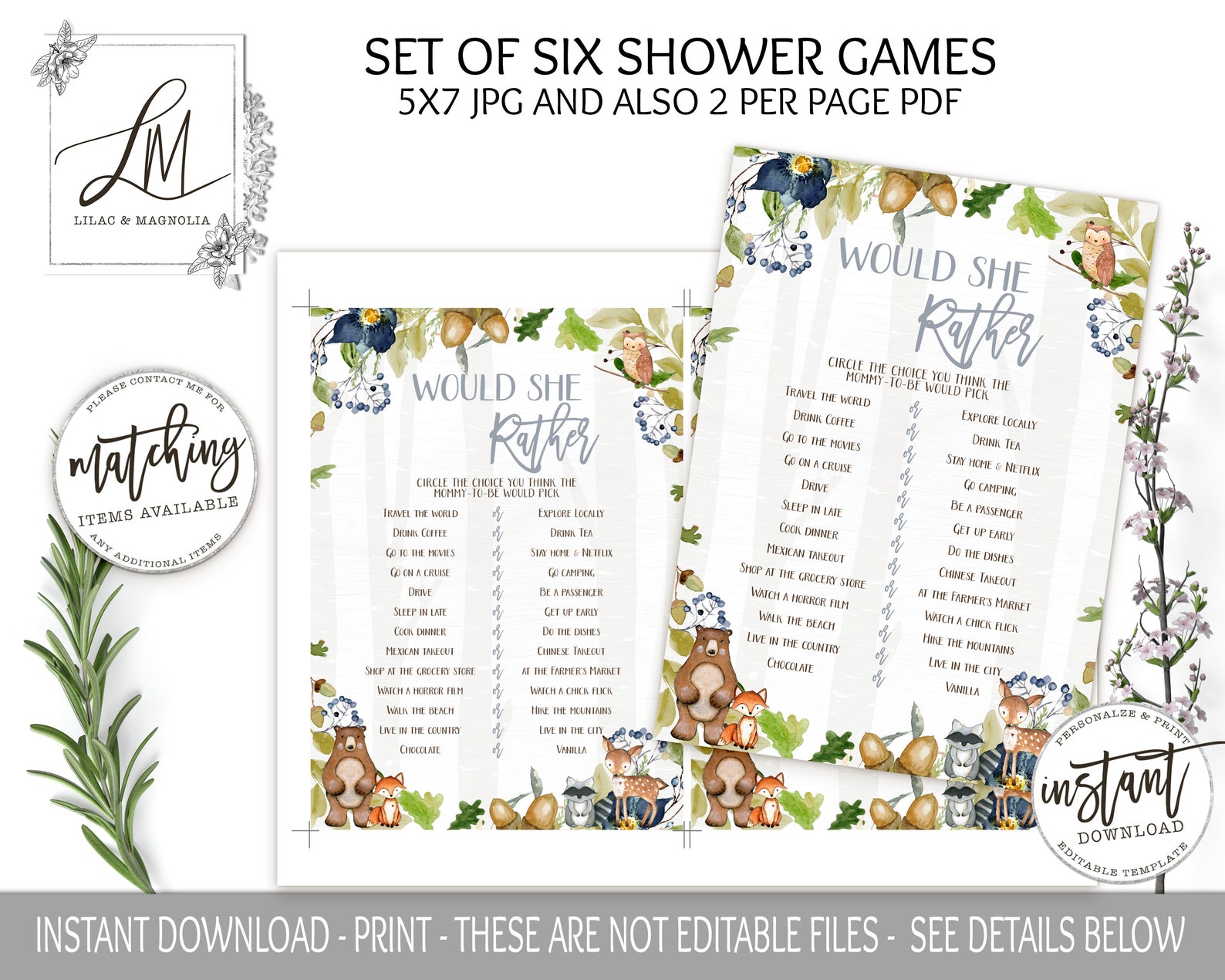 Woodland Animals Baby Shower Game Set Baby ABC Game Emoji - Etsy