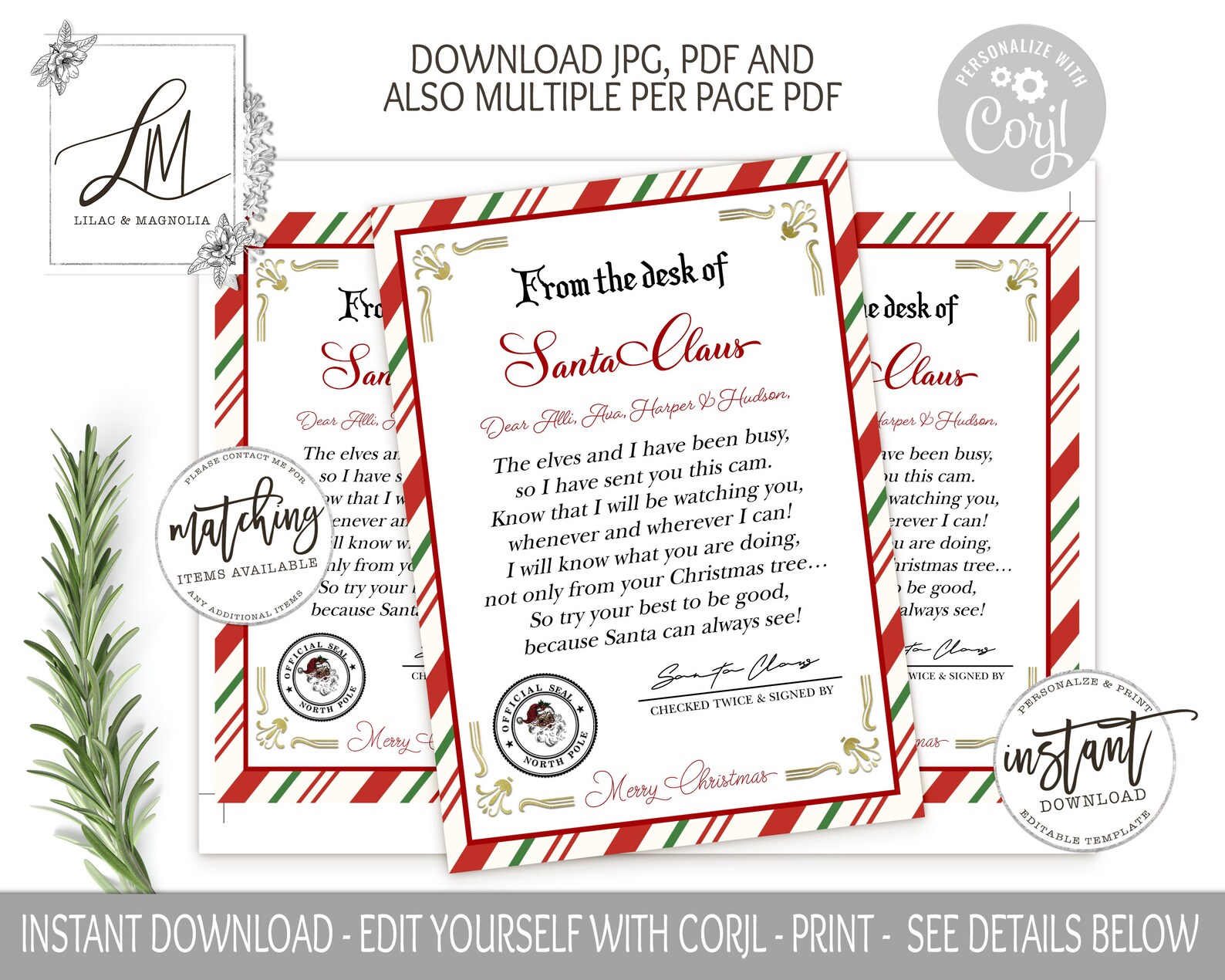 Santa Cam Letter, Editable Template, Printable Santa Letter, Santa ...