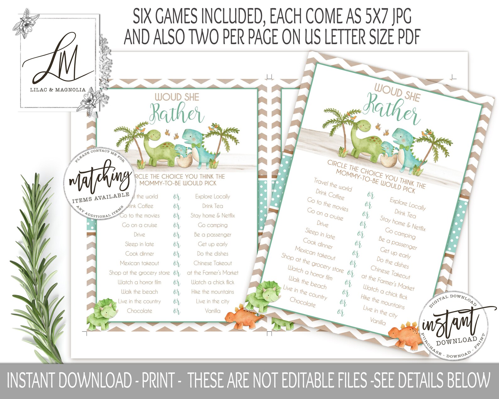 Dinosaur Baby Shower Game Set Baby Dinosaur Baby Shower - Etsy