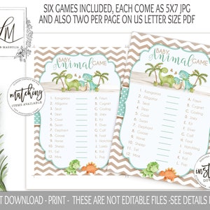 Dinosaur Baby Shower Game Set, Baby Dinosaur Baby Shower Bingo, Baby ...