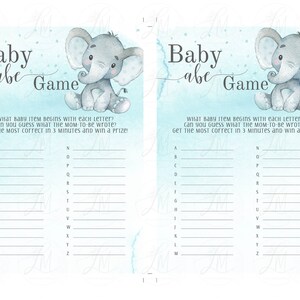 Blue Elephant Baby Shower Game Set, Blue Elephant Baby Shower Bingo ...
