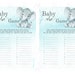 Blue Elephant Baby Shower Game Set Blue Elephant Baby Shower - Etsy