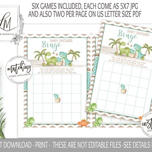 Dinosaur Baby Shower Game Set, Baby Dinosaur Baby Shower Bingo, Baby ...