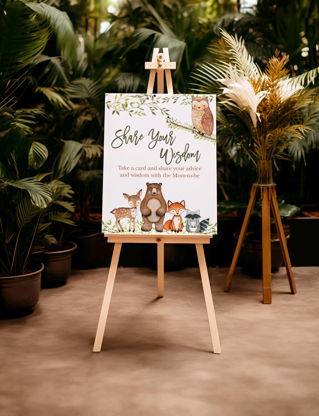 Woodland Greenery Baby Shower Welcome Sign, Greenery Editable Welcome ...