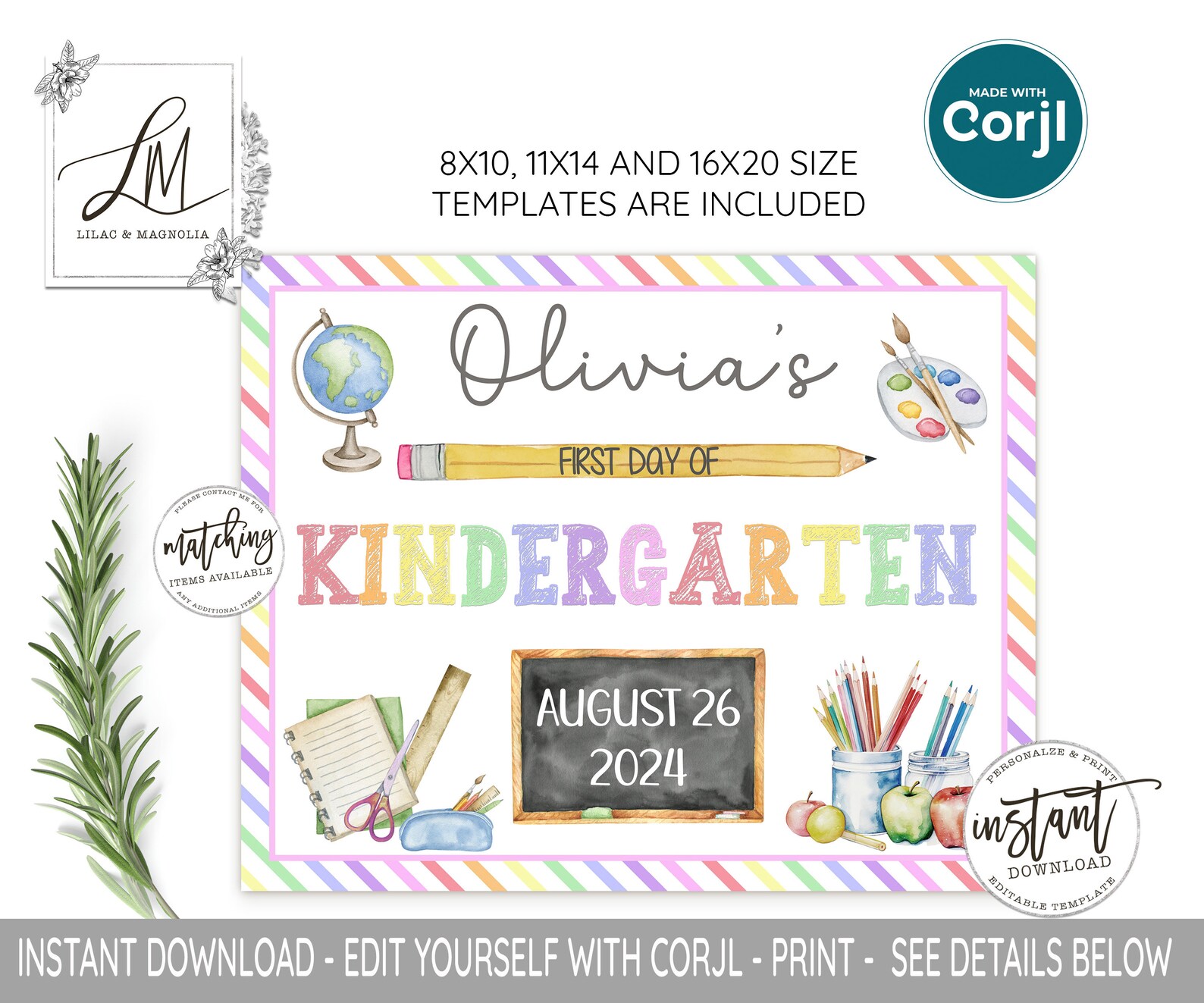 Editable First Day of School Sign, School Sign Template, Back to School ...