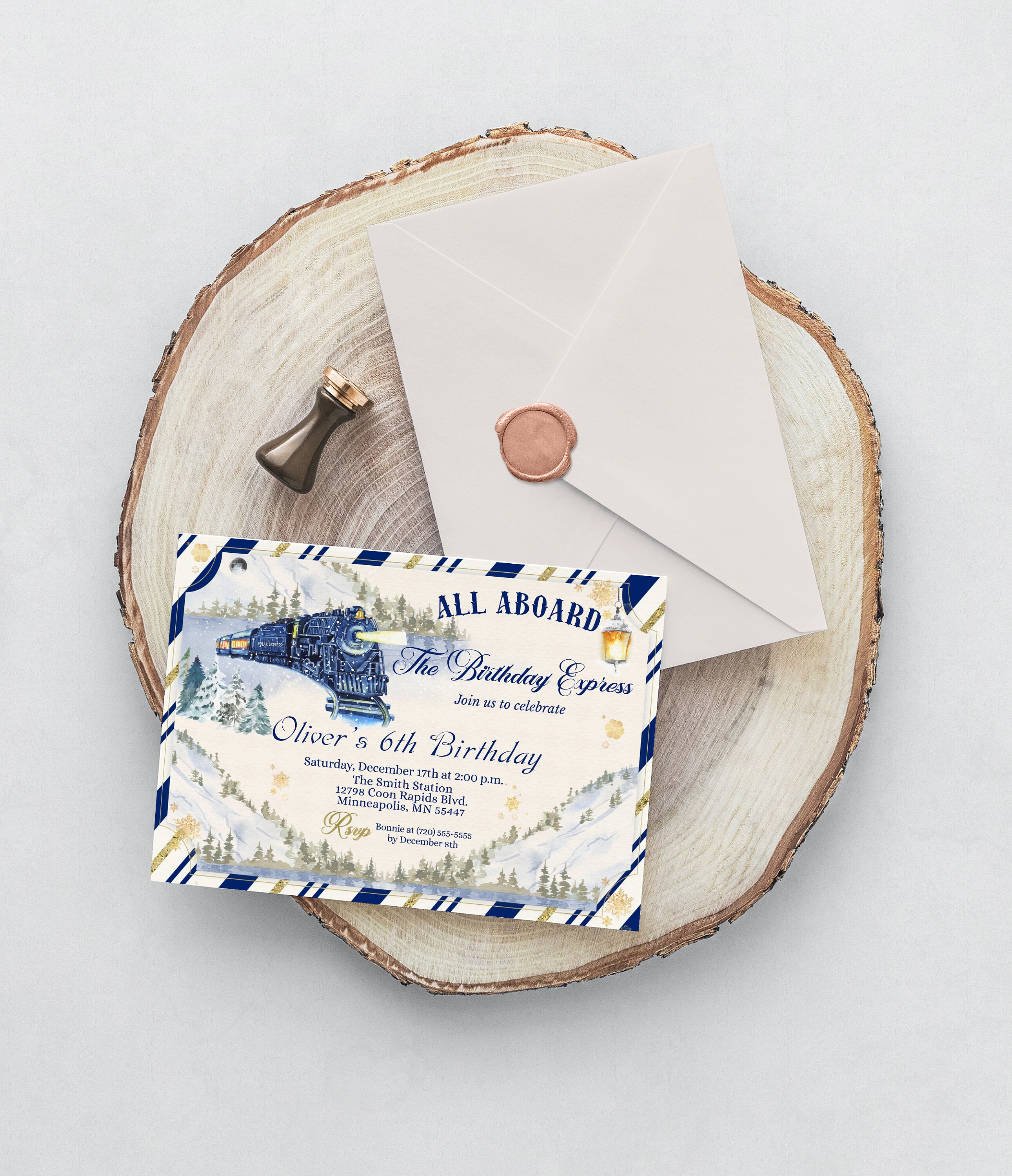 Train Birthday Invitation Editable, Winter Train Invitation, All Aboard ...