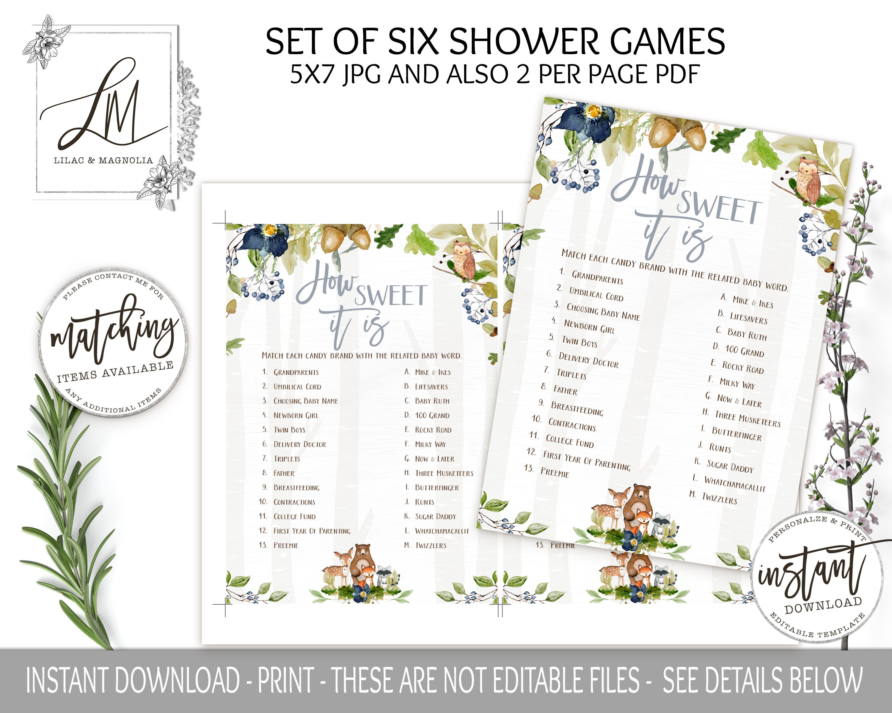 Woodland Animals Baby Shower Game Set Baby ABC Game Emoji - Etsy