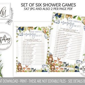 Woodland Animals Baby Shower Game Set, Baby ABC Game, Emoji Pictionary ...