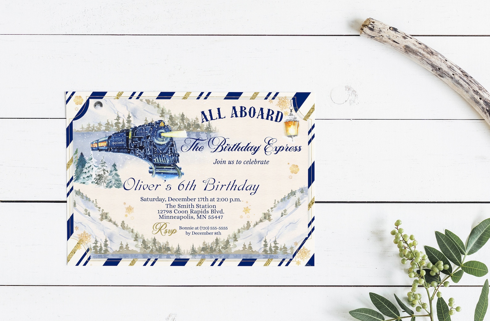 Train Birthday Invitation Editable, Winter Train Invitation, All Aboard ...