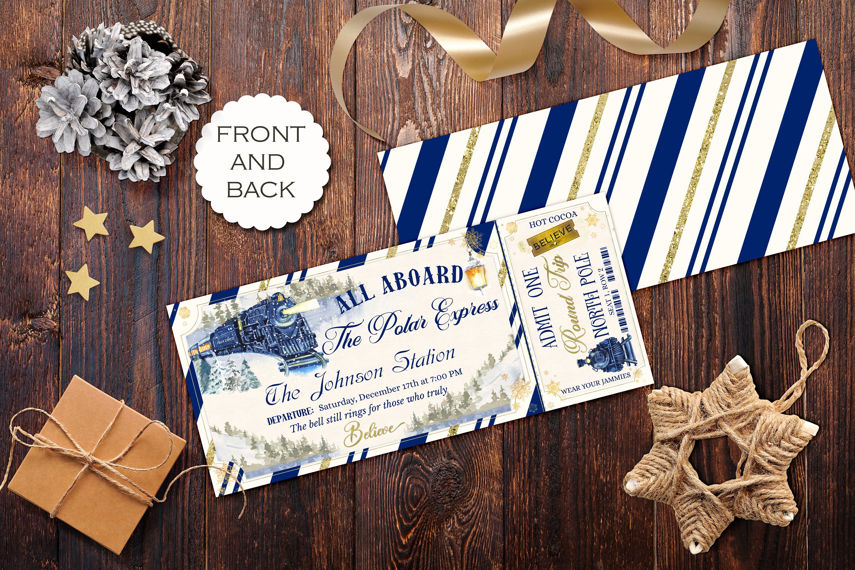 Editable Polar Express Train Ticket: Winter Christmas (8x4" Digital ...