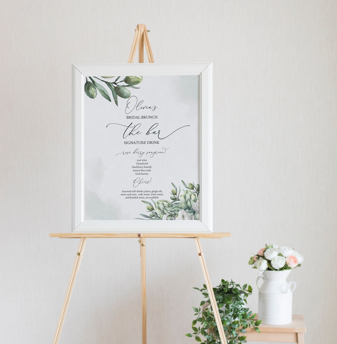 Italian Garden Tuscan Editable Bar Signs Greenery Editable - Etsy