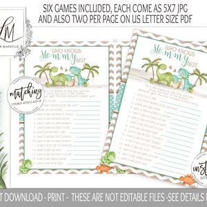 Dinosaur Baby Shower Game Set, Baby Dinosaur Baby Shower Bingo, Baby ...
