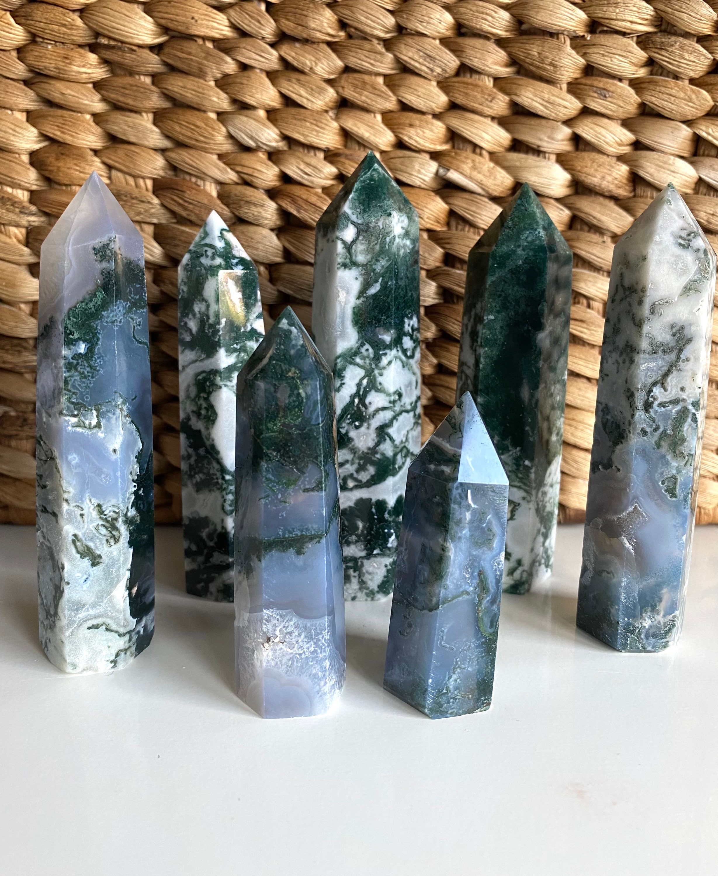 Moss Agate towers | Etsy