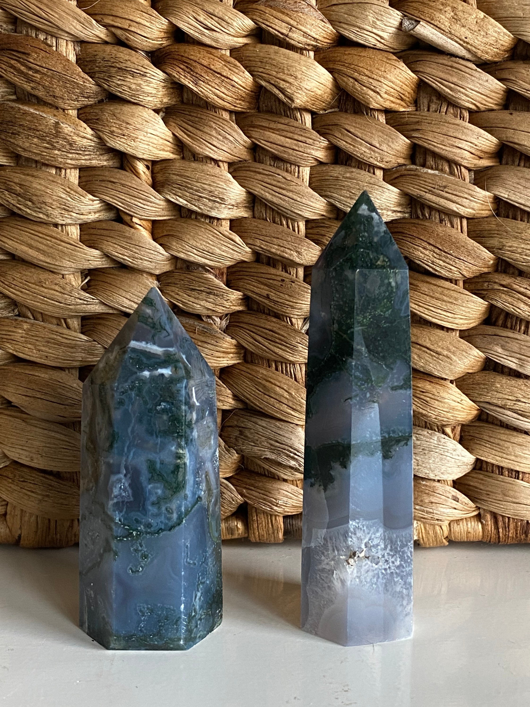 Moss Agate towers | Etsy