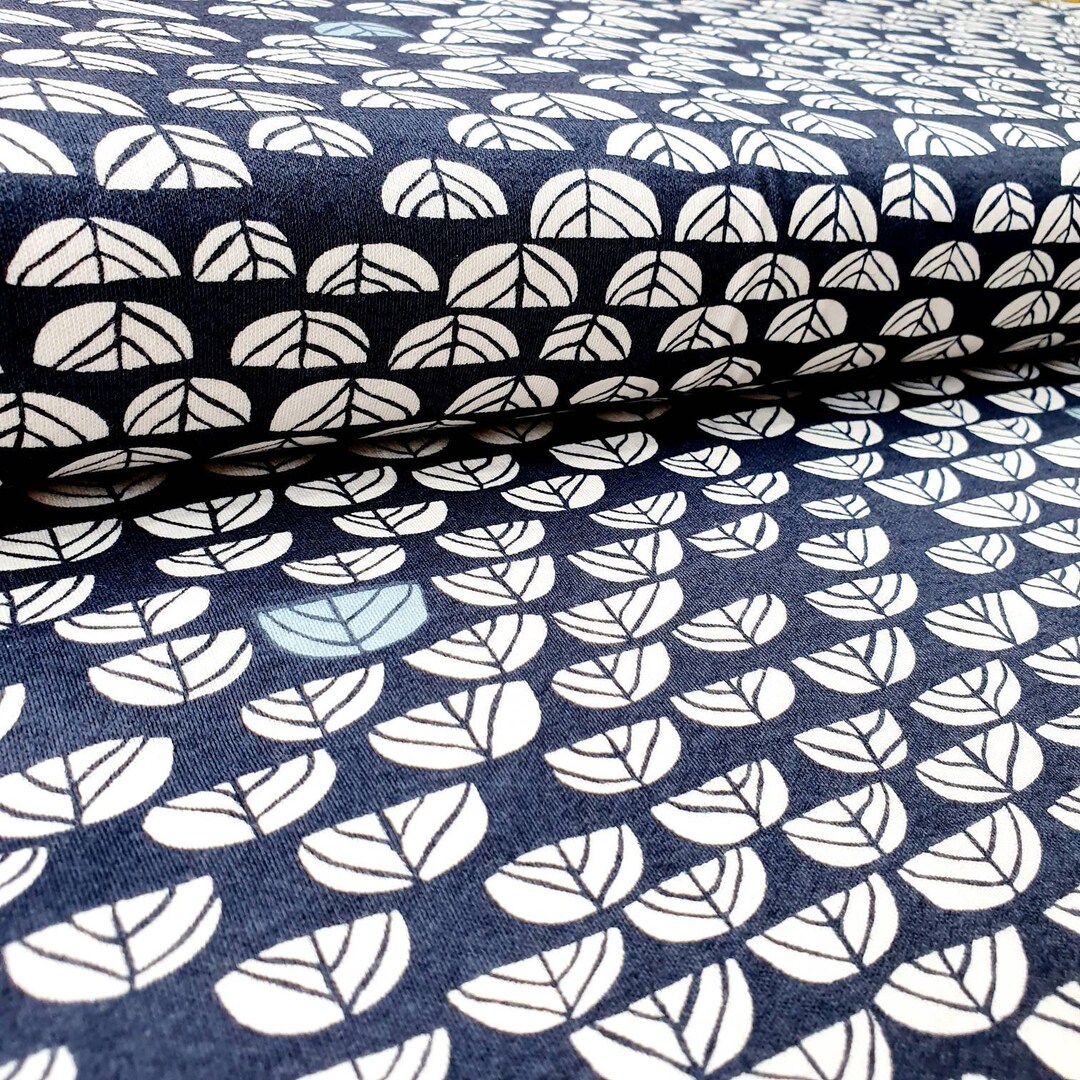 Organic Interlock Sproutict Dusk Hidden Garden Birch Dark Blue - Etsy