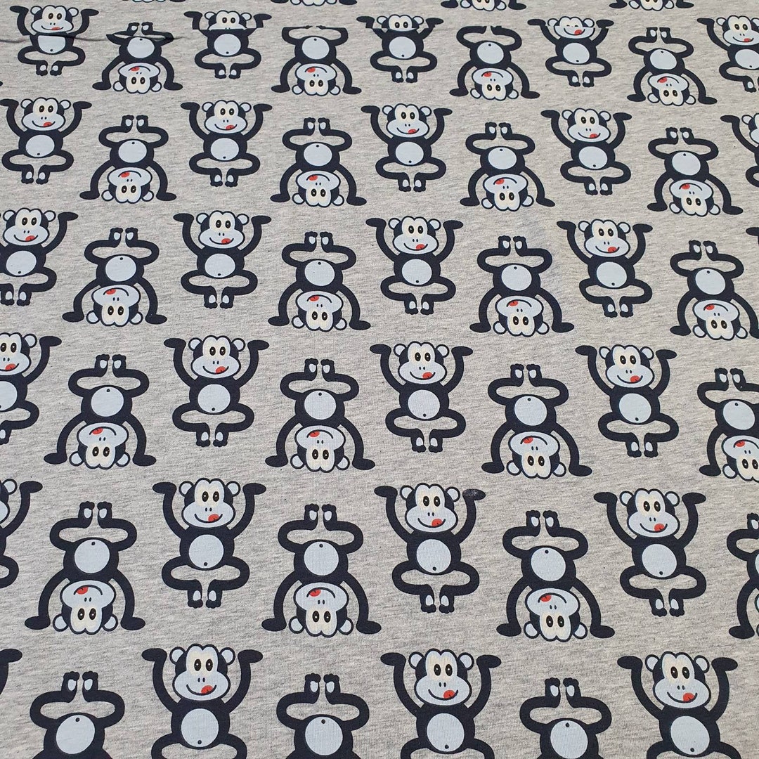 45 Cm Jersey Monkeys Grey Light Blue - Etsy UK