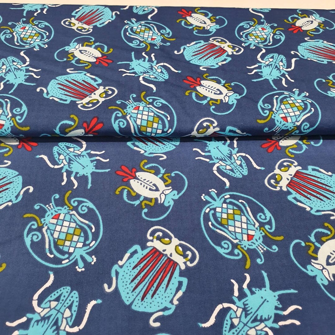45 Cm Woven Fabric Mosca by Lila Lotta Design Beetle Blue - Etsy