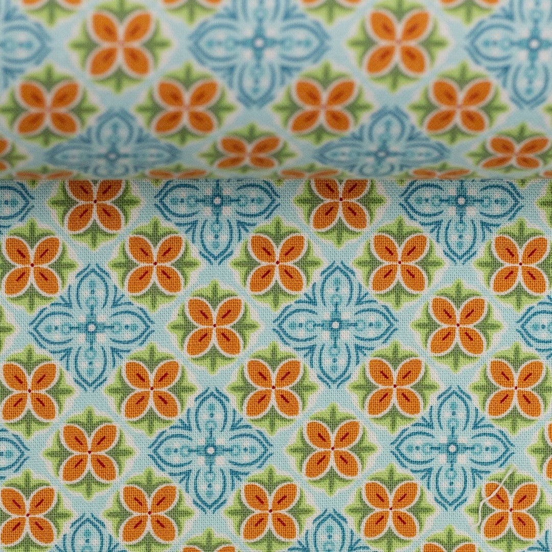 Cotton Julia Graphic Small Flowers Turquoise Swafing Exclusive - Etsy