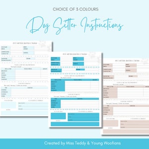 Editable Dog Sitting Instruction Guide Printable Pet Sitter Template ...