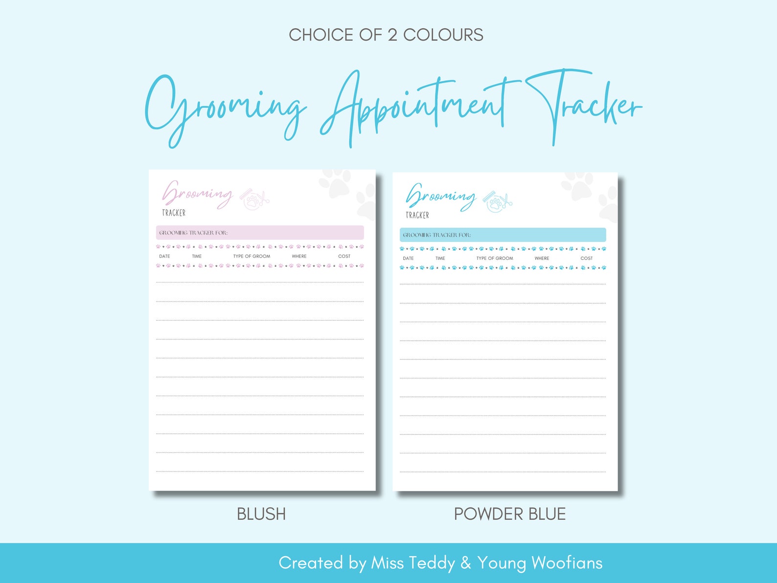 Dog Grooming Record Tracker | Groomer Appointment History Card | Pet ...