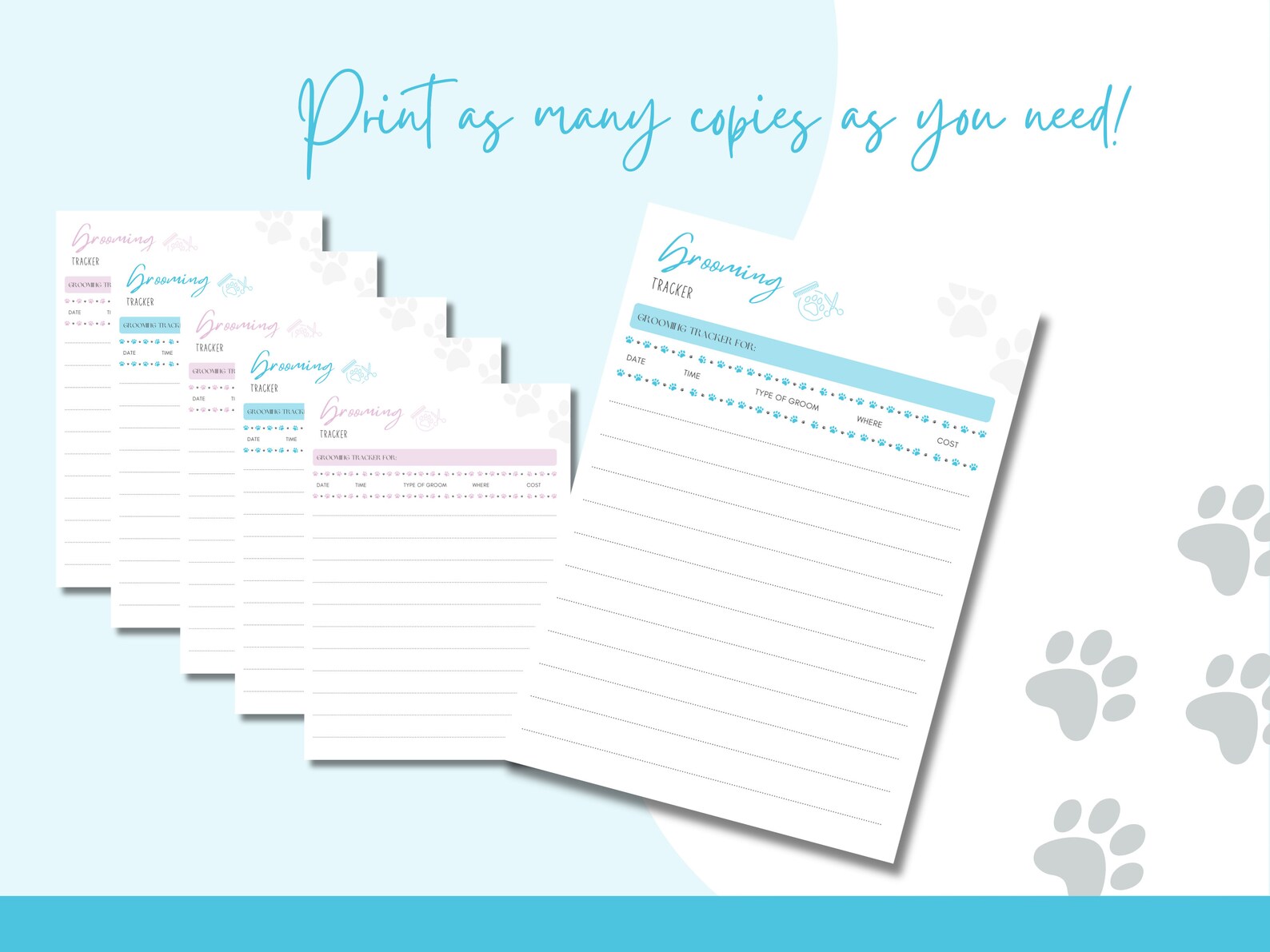Dog Grooming Record Tracker | Groomer Appointment History Card | Pet ...