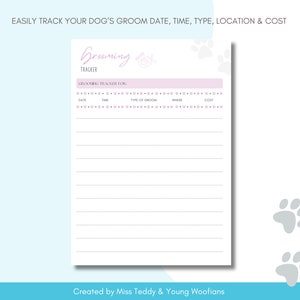 Dog Grooming Record Tracker | Groomer Appointment History Card | Pet ...