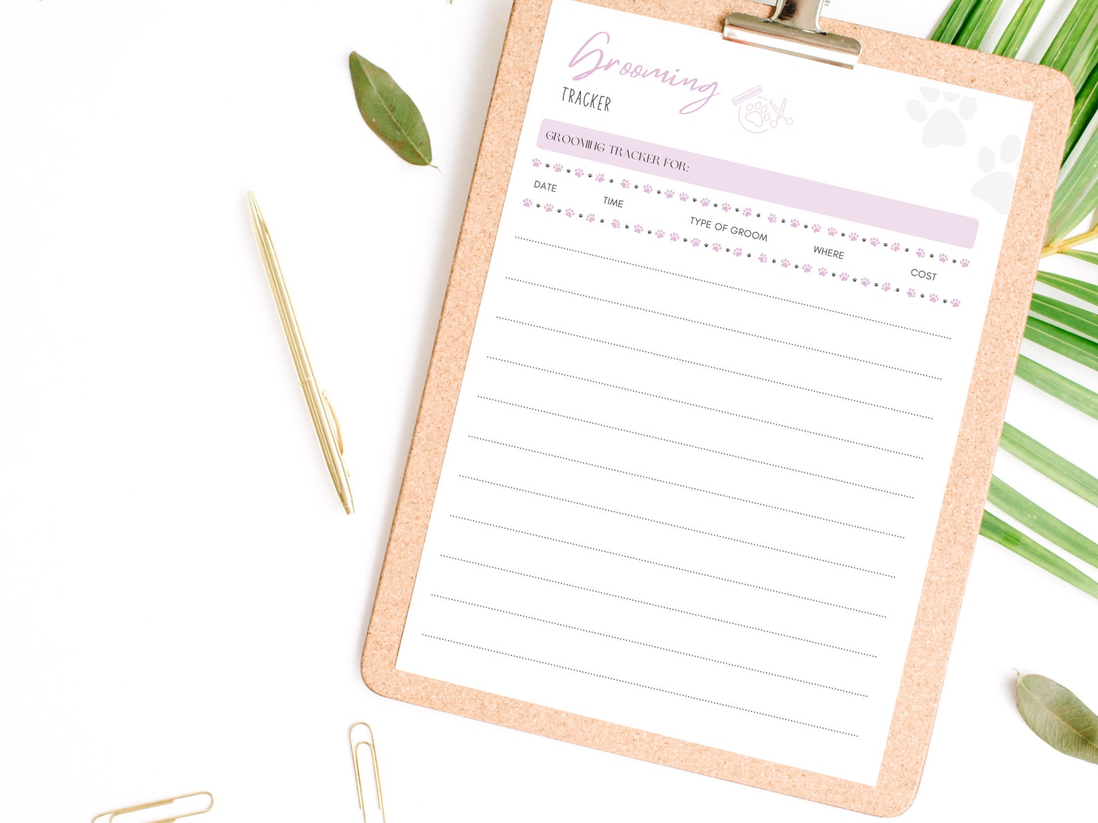 Dog Grooming Record Tracker | Groomer Appointment History Card | Pet ...