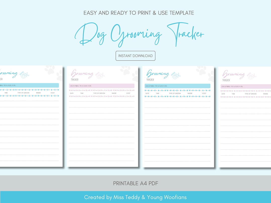 Dog Grooming Record Tracker | Groomer Appointment History Card | Pet ...
