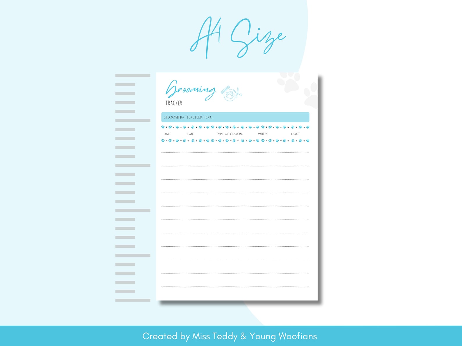 Dog Grooming Record Tracker | Groomer Appointment History Card | Pet ...
