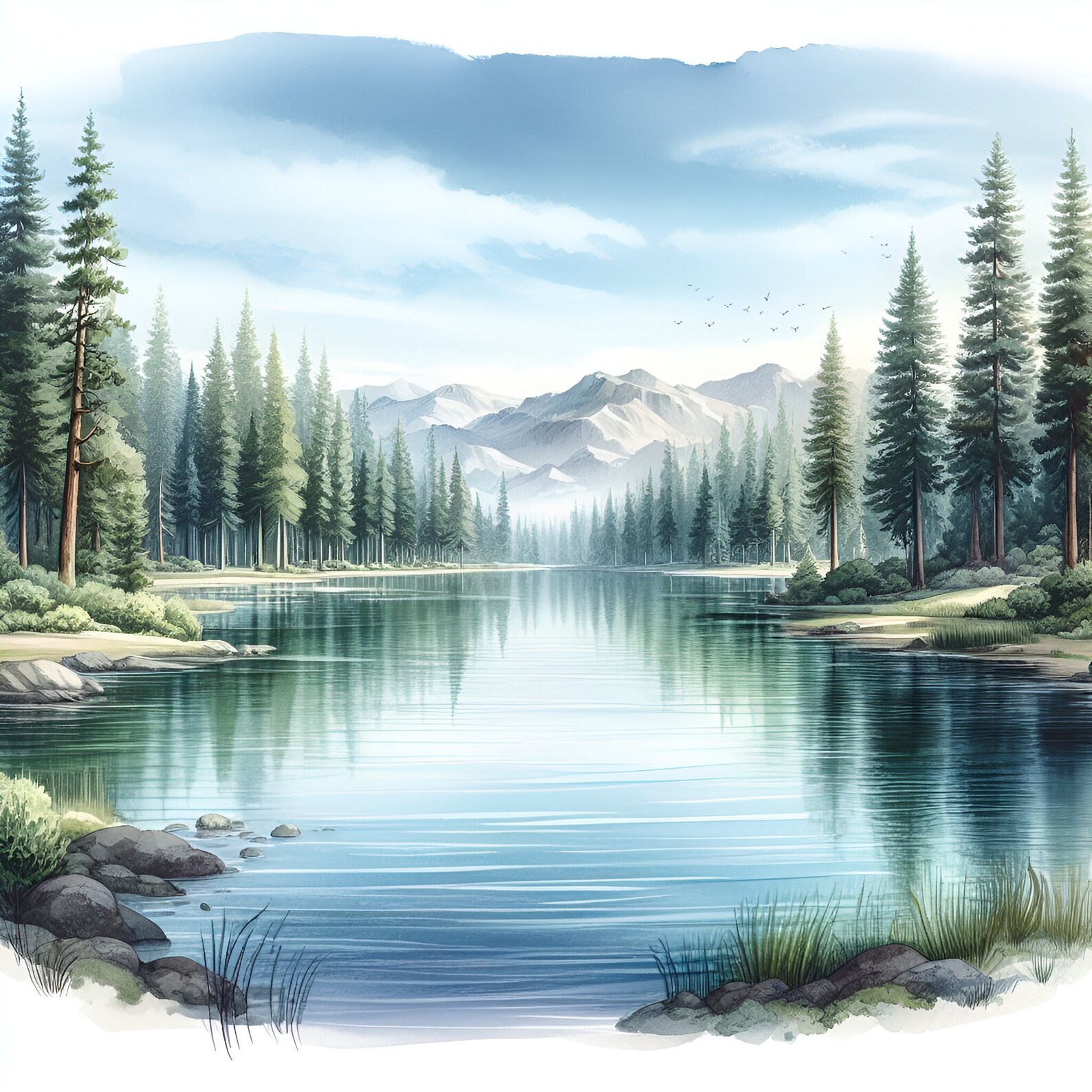 Watercolor Lake Clipart Bundle 30 Jpg Designs for Lake House Camping ...