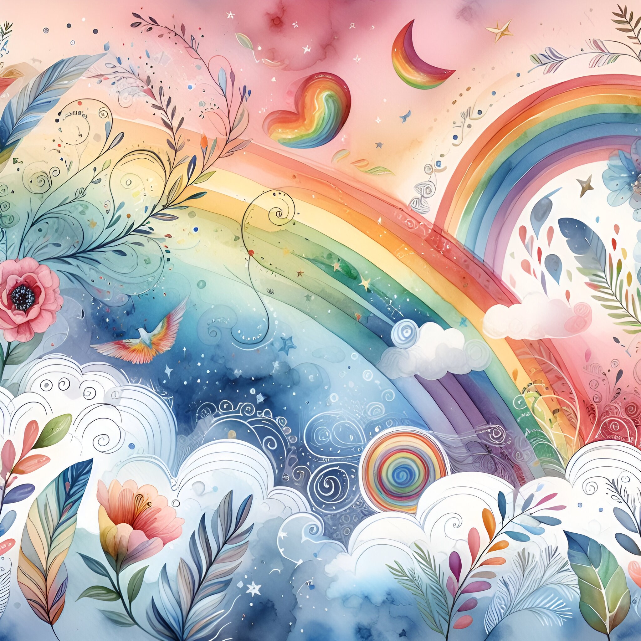 Watercolor Rainbow Digital Paper 30 Designs Watercolor Rainbow ...