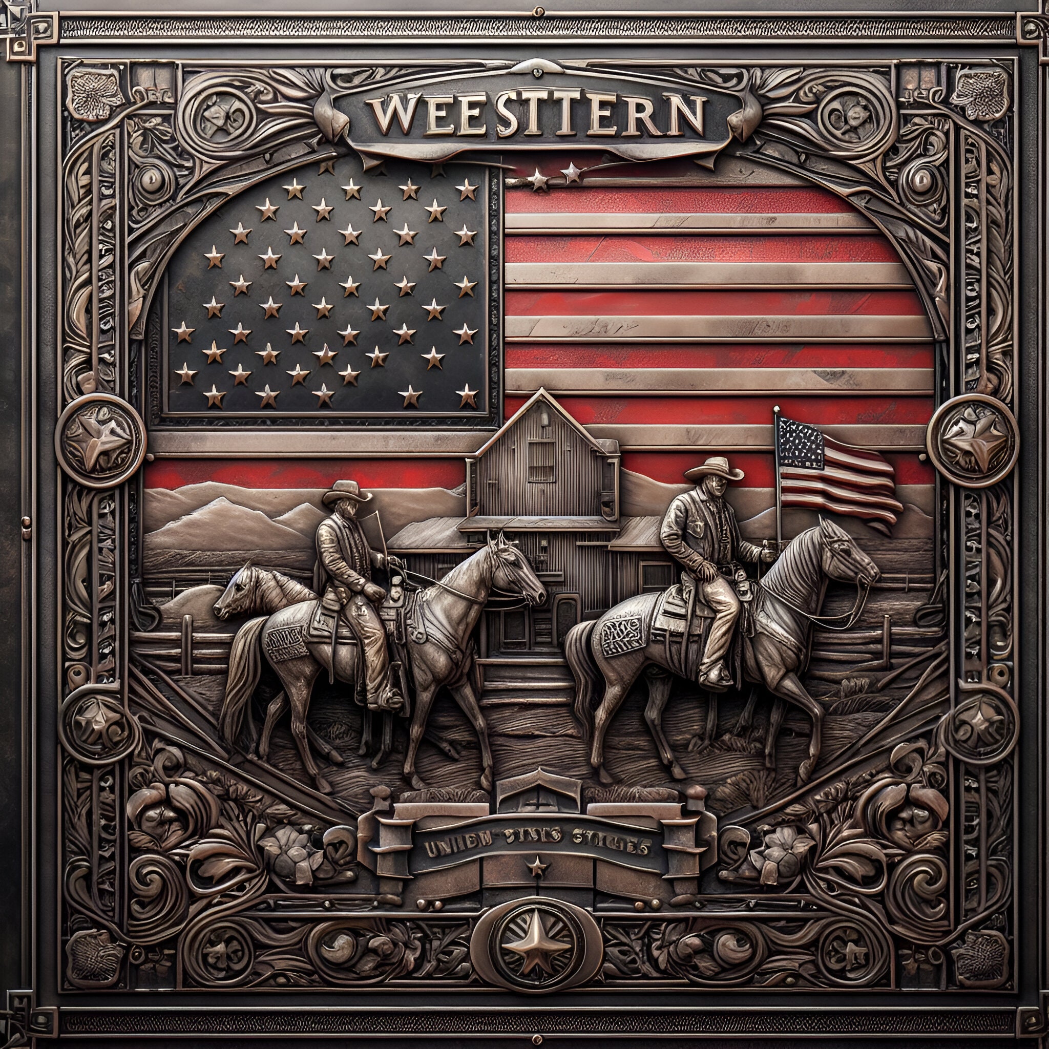 Western Embossed Digital Paper, Seamless Cowboy Textures Digital Paper ...