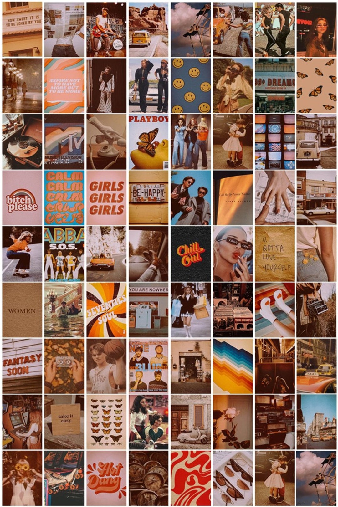 Vintage Retro 70s Wall Poster Set-vintage Posters Aesthetic Wall ...