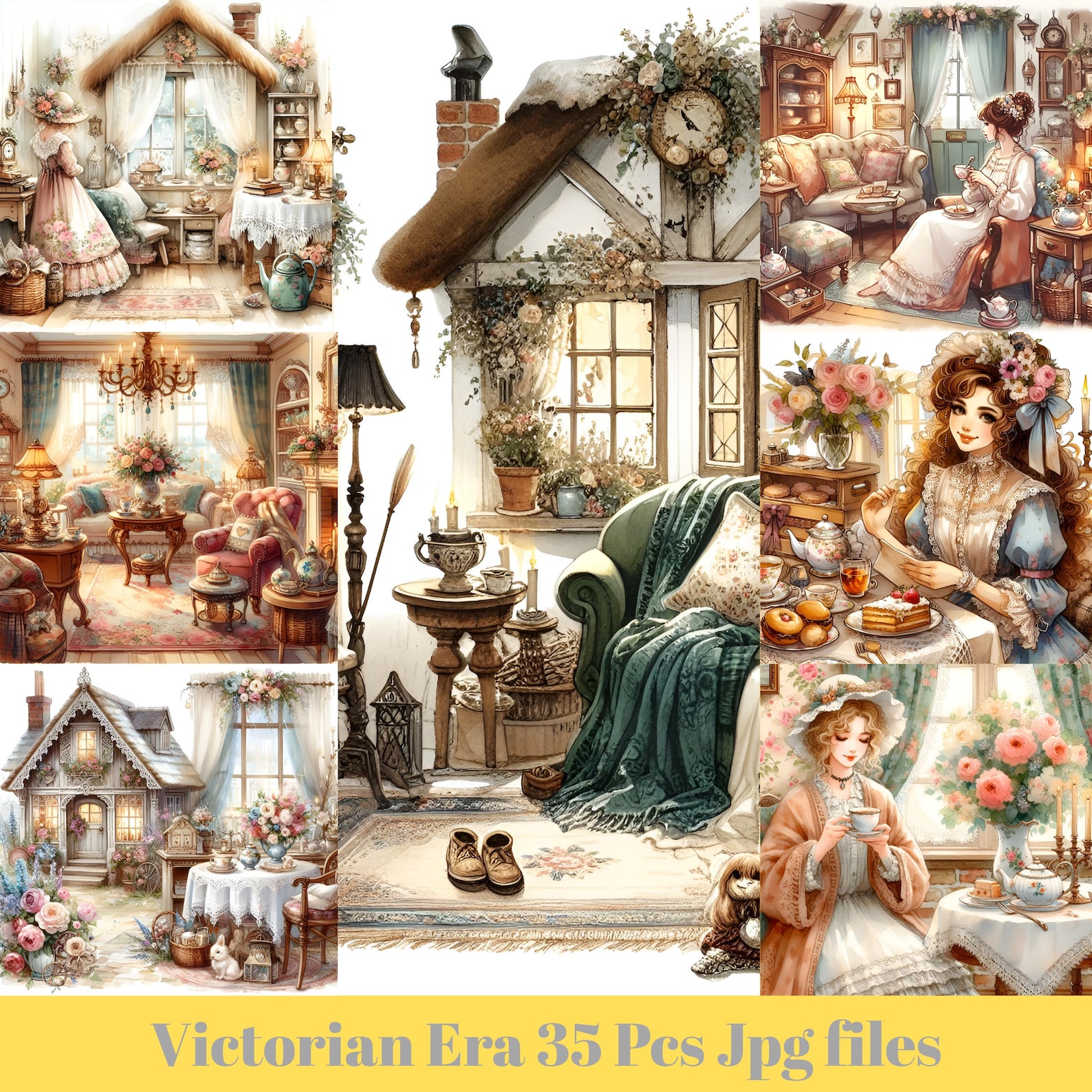 Victorian Era Digital Art Bundle: 35 High-res JPG Images - Etsy