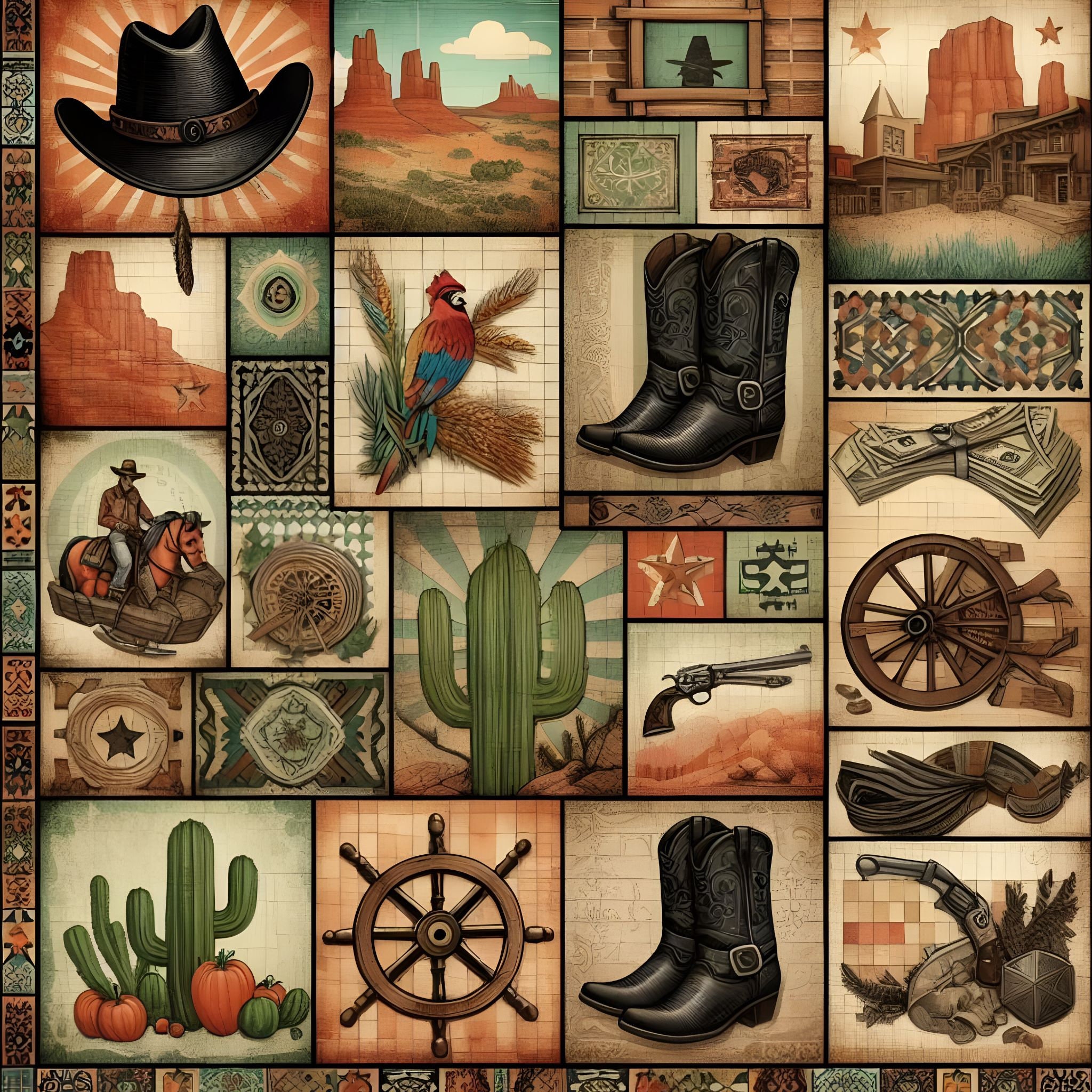 Western Textures Digital Paper, Seamless Cowboy Textures Digital Paper ...