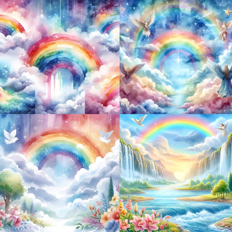 Watercolor Rainbow Digital Paper 30 Designs Watercolor Rainbow ...