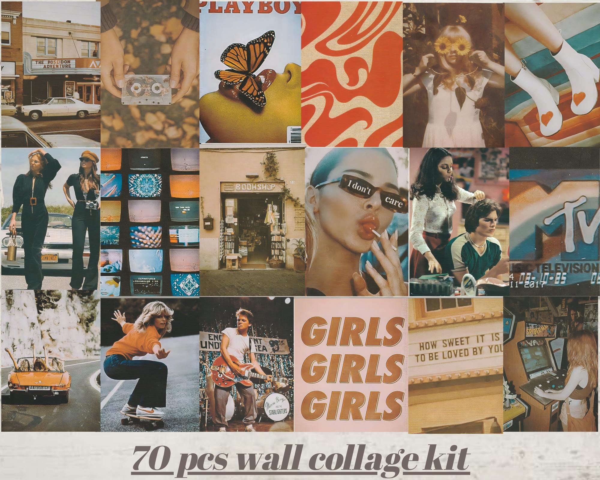 Retro Poster Collage Kit, 70 Piece Wall Art - Etsy